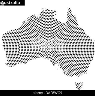 A detailed map of Australia created using dot patterns, highlighting ...