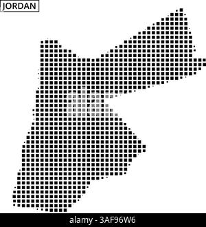 Distinct dotted map showcasing the shape and borders of Jordan ...