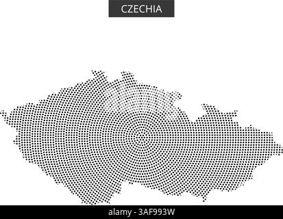 A dotted map of Czechia showcases its borders and geographical features ...