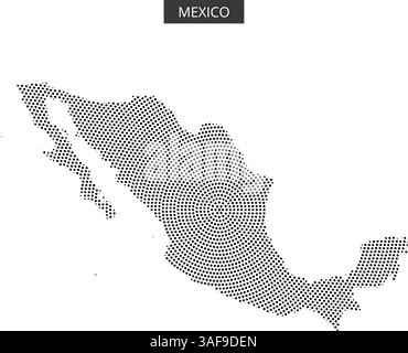 A detailed map of Mexico is represented using dotted patterns ...