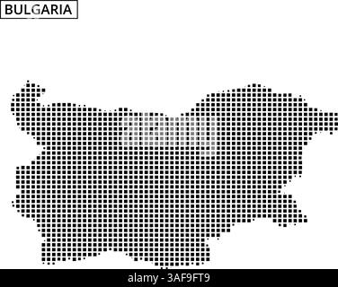 Bulgaria detailed silhouette map, dotted pattern and slanted parallel ...