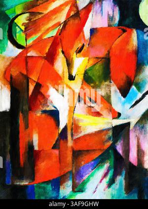 The Foxes 1913 Painting By Franz Marc German Expressionist Artist Stock ...