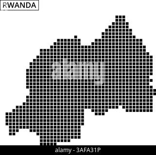 Dot-styled representation of Rwanda showcases its geography ...