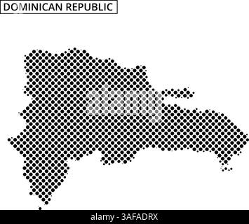 A dotted pattern outlines the shape of the Dominican Republic ...