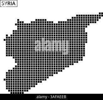 Detailed dot pattern illustrates the geographic outline of Syria ...