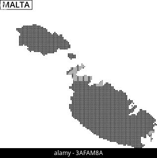 Malta detailed silhouette map, dotted pattern and slanted parallel ...