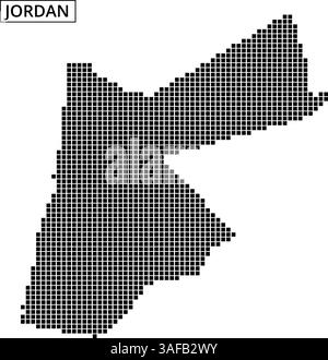 Distinct dotted map showcasing the shape and borders of Jordan ...