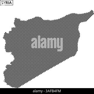Detailed dot pattern illustrates the geographic outline of Syria ...