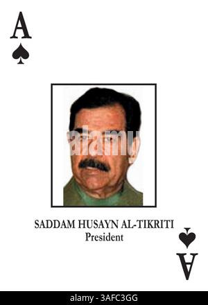 Saddam Hussein playing cards, Iraq war most wanted playing cards Stock ...
