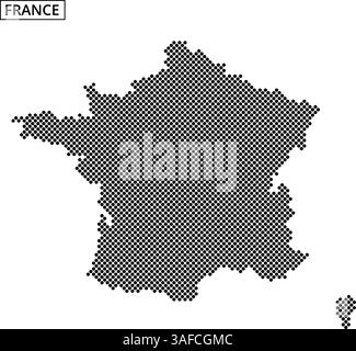 Detailed representation of France using black dots to form its ...