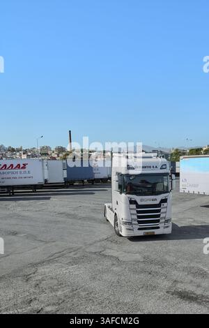Crete, Greece - April 7, 2025: A commercial truck tractor is parked in ...