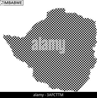 A dot pattern map of Zimbabwe, highlighting the country's geographical ...