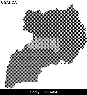 A map of Uganda illustrated with a dotted pattern, showcasing the ...