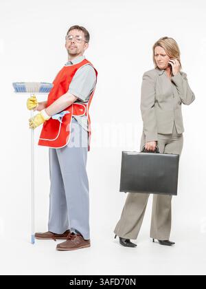 A comedy character with a parody reversing conventional domestic gender ...