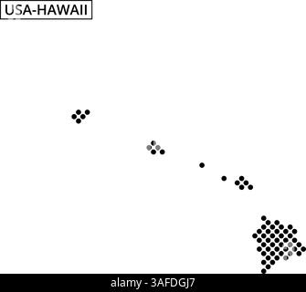 This visual displays an outline map of Hawaii featuring a dotted ...