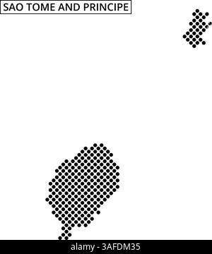 The graphic showcases a pixelated outline of Sao Tome and Principe ...