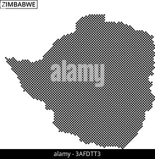 A dot pattern map of Zimbabwe, highlighting the country's geographical ...