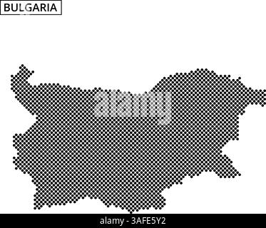 Bulgaria detailed silhouette map, dotted pattern and slanted parallel ...