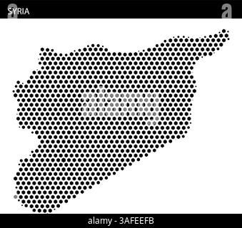 Detailed dot pattern illustrates the geographic outline of Syria ...