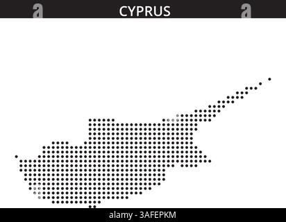 A dotted map of Cyprus is showcased on a white background, emphasizing ...