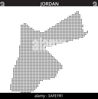Distinct dotted map showcasing the shape and borders of Jordan ...