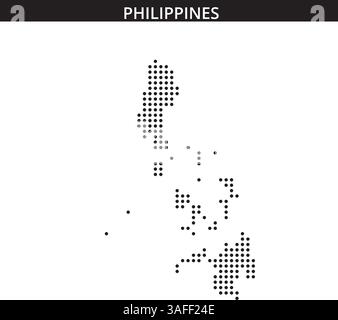 A dotted map representing the shape of the Philippines, focusing on its ...