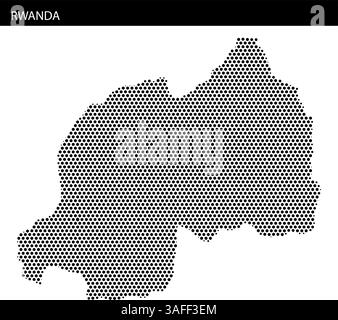 Dot-styled representation of Rwanda showcases its geography ...