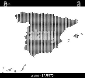 A dotted map highlights the geographical shape of Spain, focusing on ...