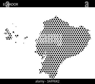 The artwork showcases a detailed map of Ecuador with a unique dot ...