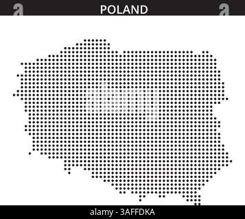This design features a dotted map of Poland, highlighting its borders ...