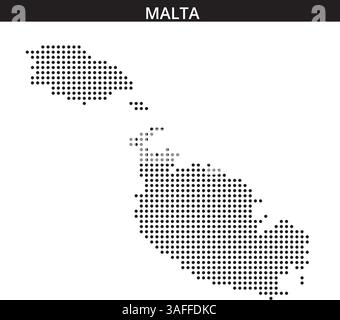 Malta detailed silhouette map, dotted pattern and slanted parallel ...