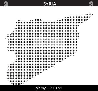 Detailed dot pattern illustrates the geographic outline of Syria ...