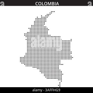 A dotted map of Colombia showcases the country's distinctive outline ...