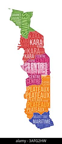 Togo region word cloud. Country shape design. Togo colored illustration ...