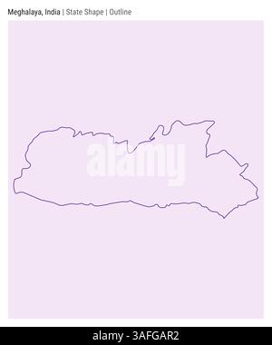 Meghalaya, India. Simple vector map. State shape. Solid style. Border of Meghalaya. Vector ...