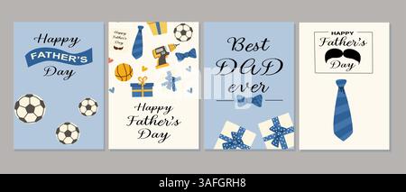Father's day card designs with sports and gift themes for celebrating ...