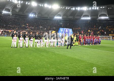 Olimpico Stadium, Rome, Italy - the starting line up of Roma during ...
