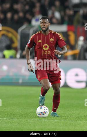 Olimpico Stadium, Rome, Italy - Evan Ndicka of AS Roma celebrates after ...