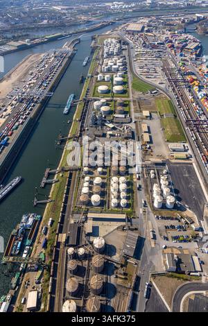 Luftbild, duisport Hafen Duisburg, Hafengebiet, Kohleninsel Container ...