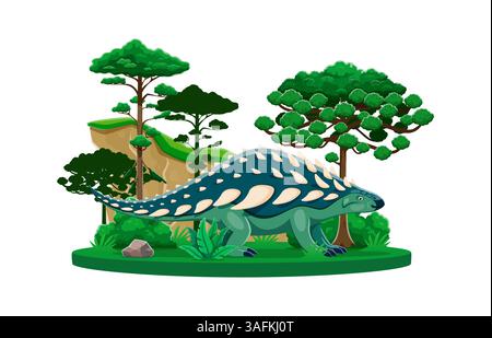 Cartoon dinosaur Nodosaurus, dino reptile character and kids extinct ...