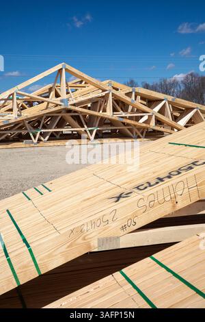 Walhonding, Ohio - Finished roof trusses outside the Hostetler Truss ...