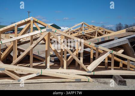 Walhonding, Ohio - Finished roof trusses outside the Hostetler Truss ...