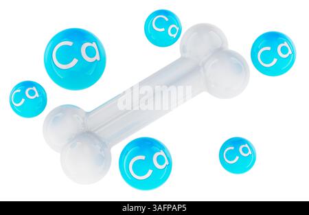 Bone with Calcium Ca balls, 3D rendering isolated on white background ...