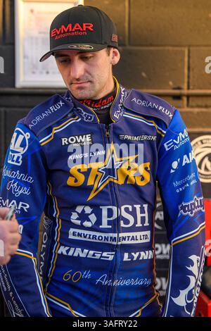 Jan Kvech of Kings Lynn Stars in action during the Rowe Motor Oil ...