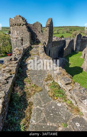 View from atop the outside walls of Kidwelly Castle at Kidwelly in ...