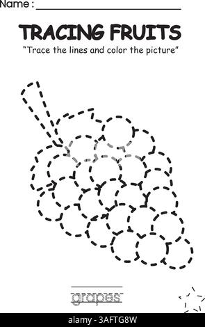 Fruit Tracing and Coloring Worksheet for Kids Stock Vector Image & Art ...