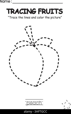 Fruit Tracing and Coloring Worksheet for Kids Stock Vector Image & Art ...