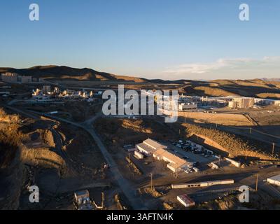 Mountain Pass rare earth mine, aerial photograph. This large open pit ...