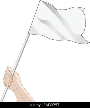 White flag in hand. Vector illustration of white flag Stock Vector ...