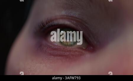 Blinking of strained eyes, close-up, female eyes, blinking frequently ...